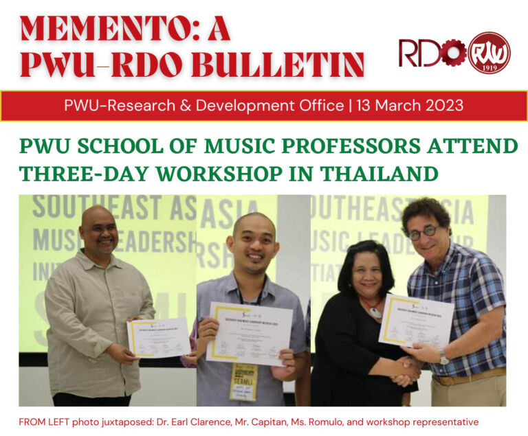 MEMENTO: A PWU-RDO BULLETIN – Philippine Women's University